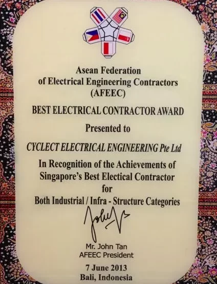 2013 Won Best Electrical Contractor Award - Cyclect